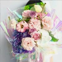 China Wholesale waterproof rainbow film, transparent glass paper, flower paper, laser paper, flower bouquet packaging paper materials for sale
