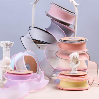 China Versatile Usage Colorful Edge Chiffon Transparent Woven Ribbon for Hair Accessories for sale