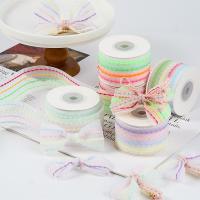China 4cm/10m Four Color Striped Bubble Transparent Gauze Ribbon Hair Accessory Eco-friendly Material for DIY Bow Bouquet Packaging for sale