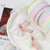 China 4cm/10m Four Color Striped Bubble Transparent Gauze Ribbon Hair Accessory Eco-friendly Material for DIY Bow Bouquet Packaging for sale