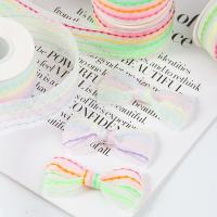 China 4cm/10m Four Color Striped Bubble Transparent Gauze Ribbon Hair Accessory Eco-friendly Material for DIY Bow Bouquet Packaging for sale