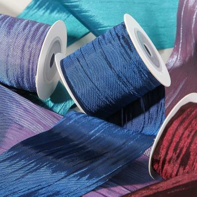 China Eugen Yarn Strap Pearl Color Changing Wrinkle Strap Polyester 5cm/50m Handheld Flower Gift Packaging DIY Bow Hair Accessories for sale