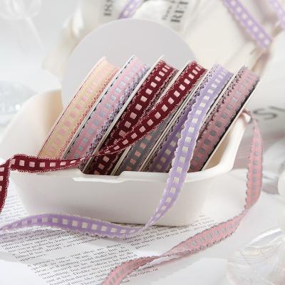 China DIY Crafts Essential Dark Blue Checkered Webbing Handmade Bow Hair Clip Accessories Clothing Shoes Hats Flower Bouquets Packaging Ribbons for sale