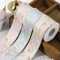China High Tenacity Blue and Green Hot Stamping Butterfly Love Ribbon for DIY Wedding Gift Box Packaging Customized Colors Availabl for sale