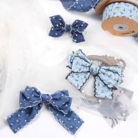 China 2.5cm Bud Edge/straight Edge Single-sided Small Floral Imitation Denim Ribbon Flower Gift Box Packaging DIY Bow Headband Color Fastness for sale
