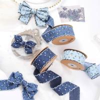 China 2.5cm Bud Edge/straight Edge Single-sided Small Floral Imitation Denim Ribbon Flower Gift Box Packaging DIY Bow Headband Color Fastness for sale
