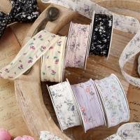 China Hair Accessories Usage Polyester Printed Floral Edging Headband for DIY Bow Ribbon Straw Hat Gift Box Packaging Straps for sale
