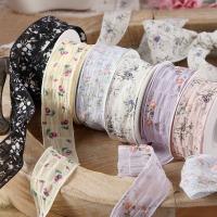 China Hair Accessories Usage Polyester Printed Floral Edging Headband for DIY Bow Ribbon Straw Hat Gift Box Packaging Straps for sale
