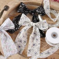 China Hair Accessories Usage Polyester Printed Floral Edging Headband for DIY Bow Ribbon Straw Hat Gift Box Packaging Straps for sale