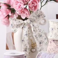 China Hair Accessories Usage Polyester Printed Floral Edging Headband for DIY Bow Ribbon Straw Hat Gift Box Packaging Straps for sale