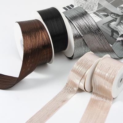 China Gold and Silver Striped Hot Stamping Ribbon for DIY Headwear Hair Clips Clothing and Gift Boxes Perfect for Any Occasion for sale