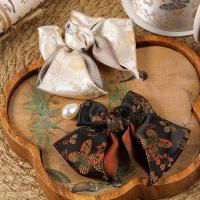 China Style Single-Sided Butterfly Flower Embroidery Edging Satin Ribbon Handmade Bow Headband Hair Clip Accessories Flower Ties for sale