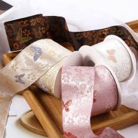 China Style Single-Sided Butterfly Flower Embroidery Edging Satin Ribbon Handmade Bow Headband Hair Clip Accessories Flower Ties for sale