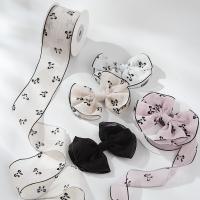 China Polyester Butterfly Print Snow Ribbon Hair Accessories Eco-Friendly DIY Bow Flower Gift Box Packaging for sale
