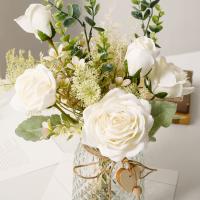 China Amazon source artificial rose bouquets for living room and home decoration, artificial rose artificial flowers for sale