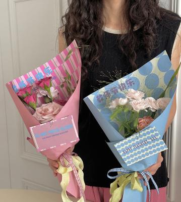 China Floral Materials Teacher's Day Dopamine Series Ribbon Flowers Single Bouquet Strap for Flower Packaging Cloth for sale