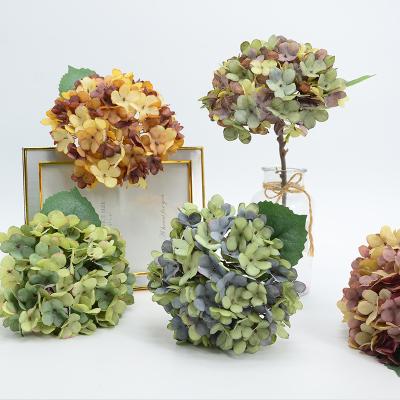 China European oil painting embroidered ball single branch simulation fake flower retro floral arrangement autumn color embroidered ball wedding scene table flower arrangement for sale
