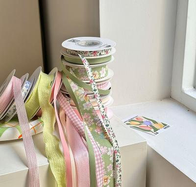 China High Tenacity Fanhua Pink Green Series Ribbon Flower Bouquet Strap Baking DIY Festival Products Floral Materials Ribbon for sale
