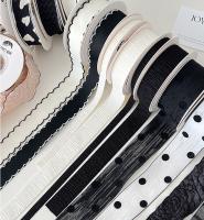 China Polyester Black and White Series Ribbon Flower Bouquet Strap for Hair Accessories DIY Handmade Bow for sale