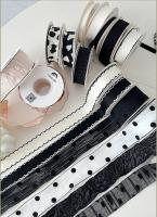 China Polyester Black and White Series Ribbon Flower Bouquet Strap for Hair Accessories DIY Handmade Bow for sale