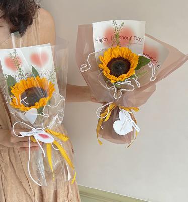 China Blue 1cm Grid Series Ribbon Flower Bouquet Tie Baking DIY Bow Handmade Floral Packaging Material for Baking for sale