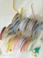 China Blue 1cm Grid Series Ribbon Flower Bouquet Tie Baking DIY Bow Handmade Floral Packaging Material for Baking for sale