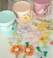 China Blue 1cm Grid Series Ribbon Flower Bouquet Tie Baking DIY Bow Handmade Floral Packaging Material for Baking for sale