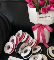 China Customized Colors  Pink Ribbon Flower Bouquet Strap Gift DIY Bow Flower Shop Floral Materials for sale