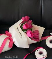 China Customized Colors  Pink Ribbon Flower Bouquet Strap Gift DIY Bow Flower Shop Floral Materials for sale