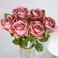 China Simulated velvet rose, fake flower, wedding home decoration, Valentine's Day, artificial bouquet with tactile feel for sale