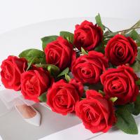 China Simulated velvet rose, fake flower, wedding home decoration, Valentine's Day, artificial bouquet with tactile feel for sale
