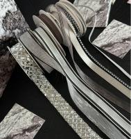 China Qixi Black Silver Series Ribbon Flower Bouquet 1.6cm Polyester Perfect for DIY Handmade Floral Materials for sale