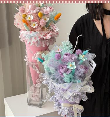China Mother's Day&520 Folded Lace Flower Bouquet Decoration Ribbon Accessories DIY Handmade Packaging Materials for sale