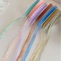 China DIY Handmade Floral Packaging Materials 1cm Wave Edge Yarn Ribbon Flower Bouquet Floral Tie with Yellow Color Fastness for sale