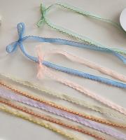 China DIY Handmade Floral Packaging Materials 1cm Wave Edge Yarn Ribbon Flower Bouquet Floral Tie with Yellow Color Fastness for sale