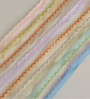 China DIY Handmade Floral Packaging Materials 1cm Wave Edge Yarn Ribbon Flower Bouquet Floral Tie with Yellow Color Fastness for sale