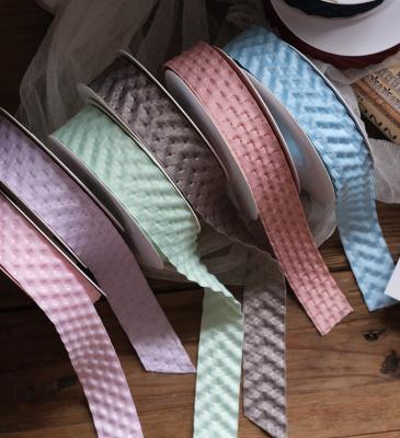 China 3D Embossed Polyester Ribbon Korean Style Floral Materials for Concave Convex Ribbon Bouquet Packaging for sale