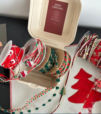 China DIY Floral Materials Green 1cm/5m Christmas Weaving Ribbon for Decoration and Gift Boxes for sale