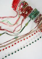 China DIY Floral Materials Green 1cm/5m Christmas Weaving Ribbon for Decoration and Gift Boxes for sale