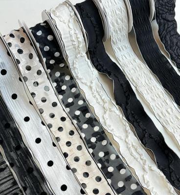 China DIY Decorative Floral Packaging 14m Black and White Ribbon Qixi Bouquet with Ribbon Flower Shop for sale