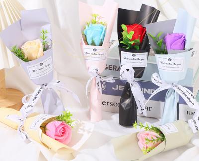China Valentine's Day and Christmas gift, single lace rose soap flower, artificial flower, fresh and small souvenir mini bouquet for sale