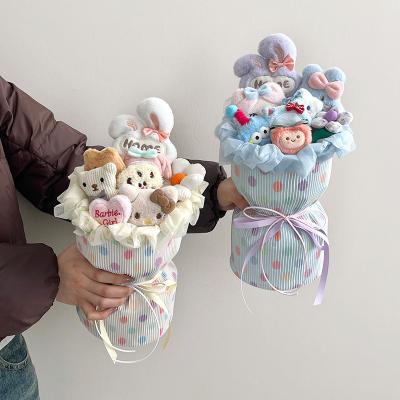 China Dopamine polka dot fabric finished bouquet soap rose Valentine's Day gift for best friends and girlfriends for sale