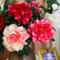China Simulated Peony Flower Wedding Chinese Red housewarming Decoration Living Room Plastic Ornament Peony Flower Simulated Flower for sale