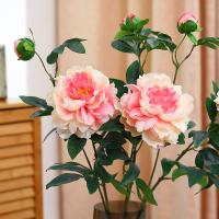 China Simulated Peony Flower Wedding Chinese Red housewarming Decoration Living Room Plastic Ornament Peony Flower Simulated Flower for sale
