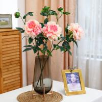 China Simulated Peony Flower Wedding Chinese Red housewarming Decoration Living Room Plastic Ornament Peony Flower Simulated Flower for sale