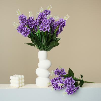 China Simulate 5-head hyacinth lavender bouquet, outdoor flower arrangement, wedding hall, road guide, home decoration, flower arrangement for sale