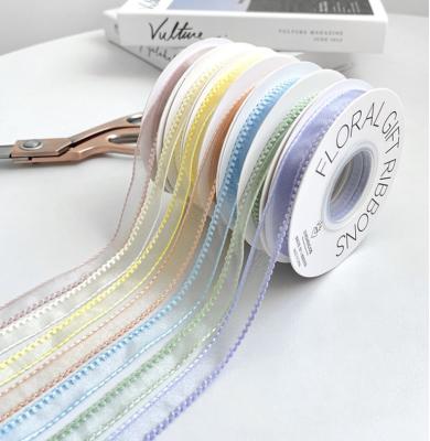 China Korean Wave Edge Snow Silk Ribbon Floral Packaging DIY Material Bouquet Binding Flowers Advanced Decorative Strip for sale