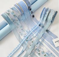 China Man-Made Blue Ocean Dream Seeking Series Ribbon Flower Bouquet Packaging Ribbon Floral Decoration Material Batch Handcrafted DIY for sale