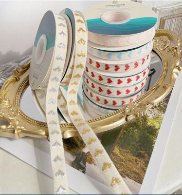 China High Tenacity Love Embroidery Ribbon Bouquet Flower Packaging Ribbon Korean Floral Ribbons Handmade DIY Material for sale