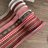China British Style Tie Christmas Plaid Ribbon Flower Bouquet Eco-friendly Fabric Tape Handmade Floral DIY Gift Packaging Materials for sale